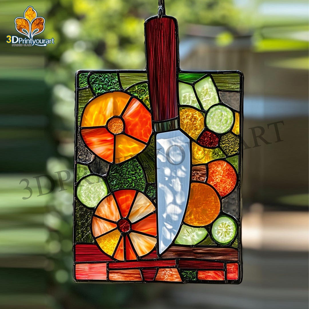 Digital Download Stained Glass Sliced Vegetables Pattern | Festive ...