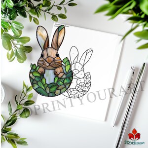 Digital Download Stained Glass Rabbit Pattern Festive Suncatcher Design ...