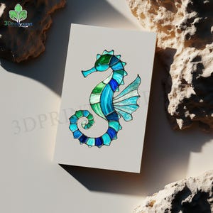 Digital Download Stained Glass Seahorse Pattern | Festive Suncatcher ...