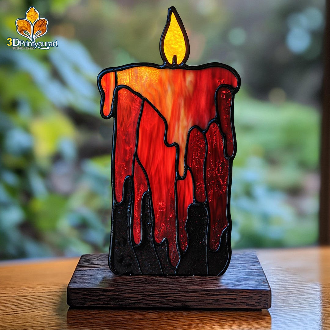 Digital Download Stained Glass Candle Pattern | Festive Suncatcher ...