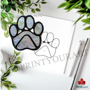 Digital Download Stained Glass Cat Paw Pattern | Festive Suncatcher ...