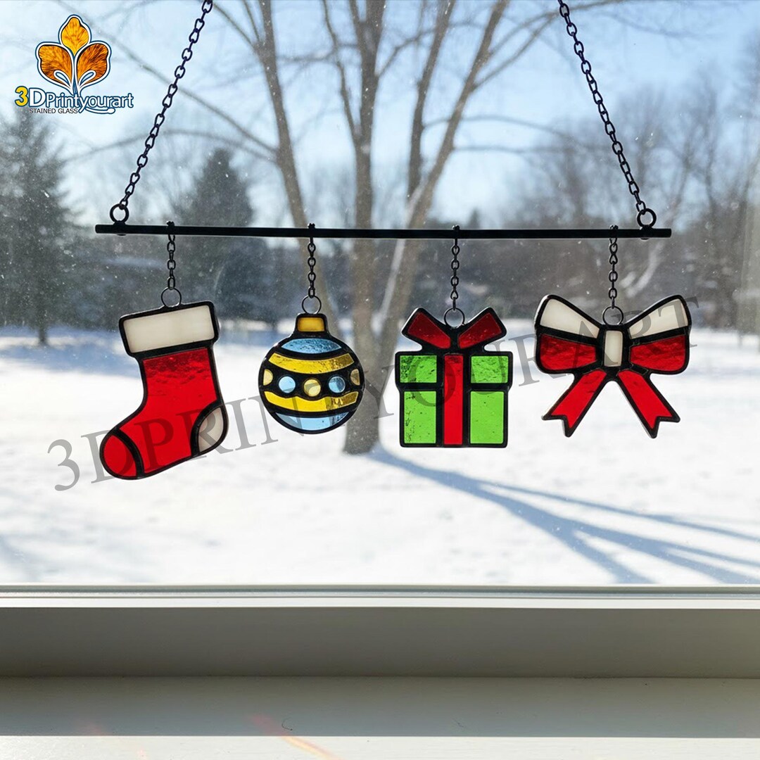 Digital Download Stained Glass Set Christmas Pattern | Festive ...