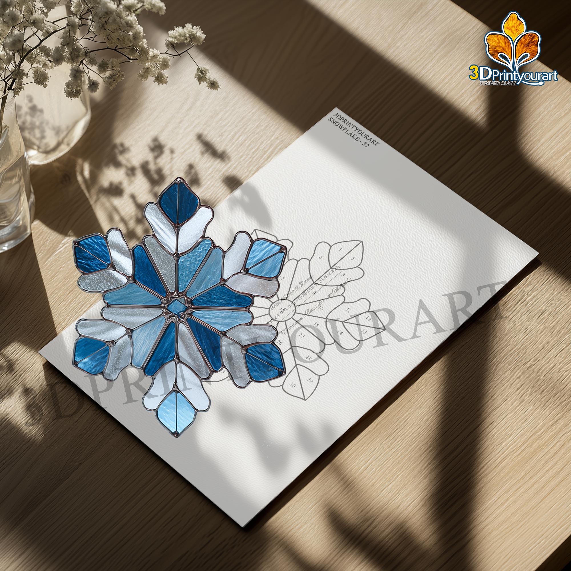 Digital Download Stained Glass Snowflake Pattern | Festive Suncatcher ...