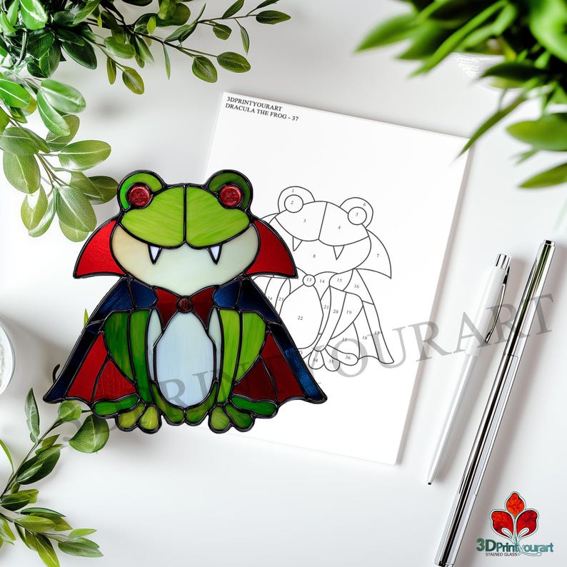 Digital Download Stained Glass Dracula the Frog Pattern | Festive ...