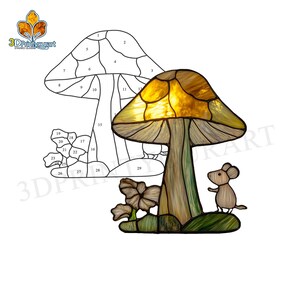 Digital Download Stained Glass Mushroom and Mouse Pattern | Festive ...
