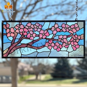 Digital Download Stained Glass Cherry Blossoms Pattern | Festive ...
