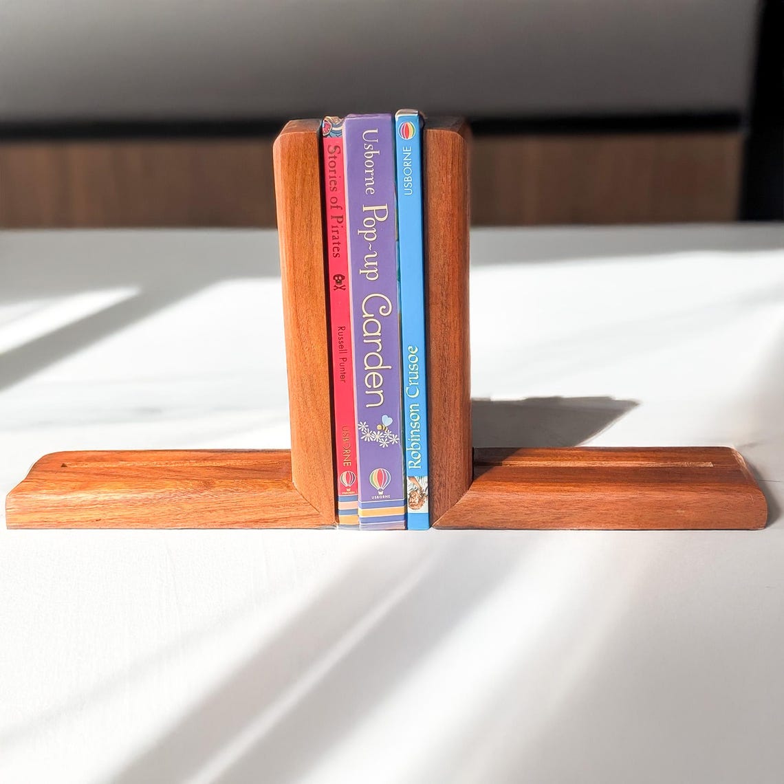Wooden Bookends With Stained Glass Display Slot 6x7 Inch Stand for ...