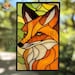 Digital Download Stained Glass Red Fox Pattern | Festive Suncatcher ...