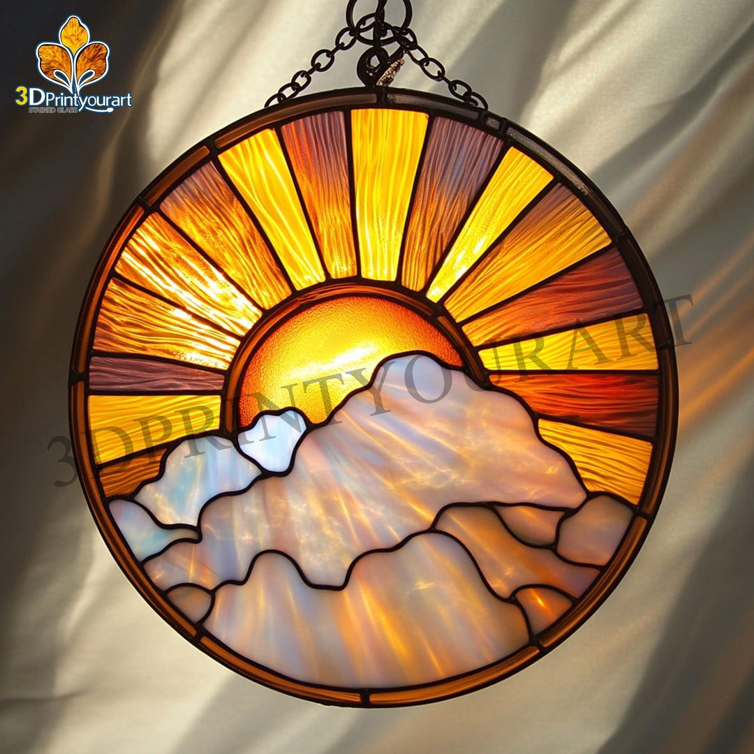 Digital Download Stained Glass Sun and Clouds Pattern | Festive ...
