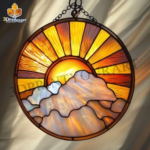Digital Download Stained Glass Sun and Clouds Pattern | Festive ...
