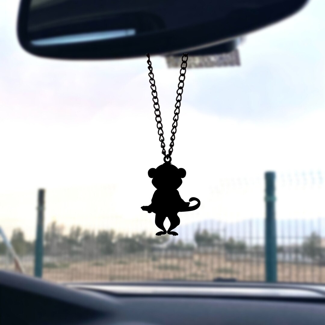 Cute Monkey Car Charm, Black Car Mirror Ornament, Monkey Rearview ...