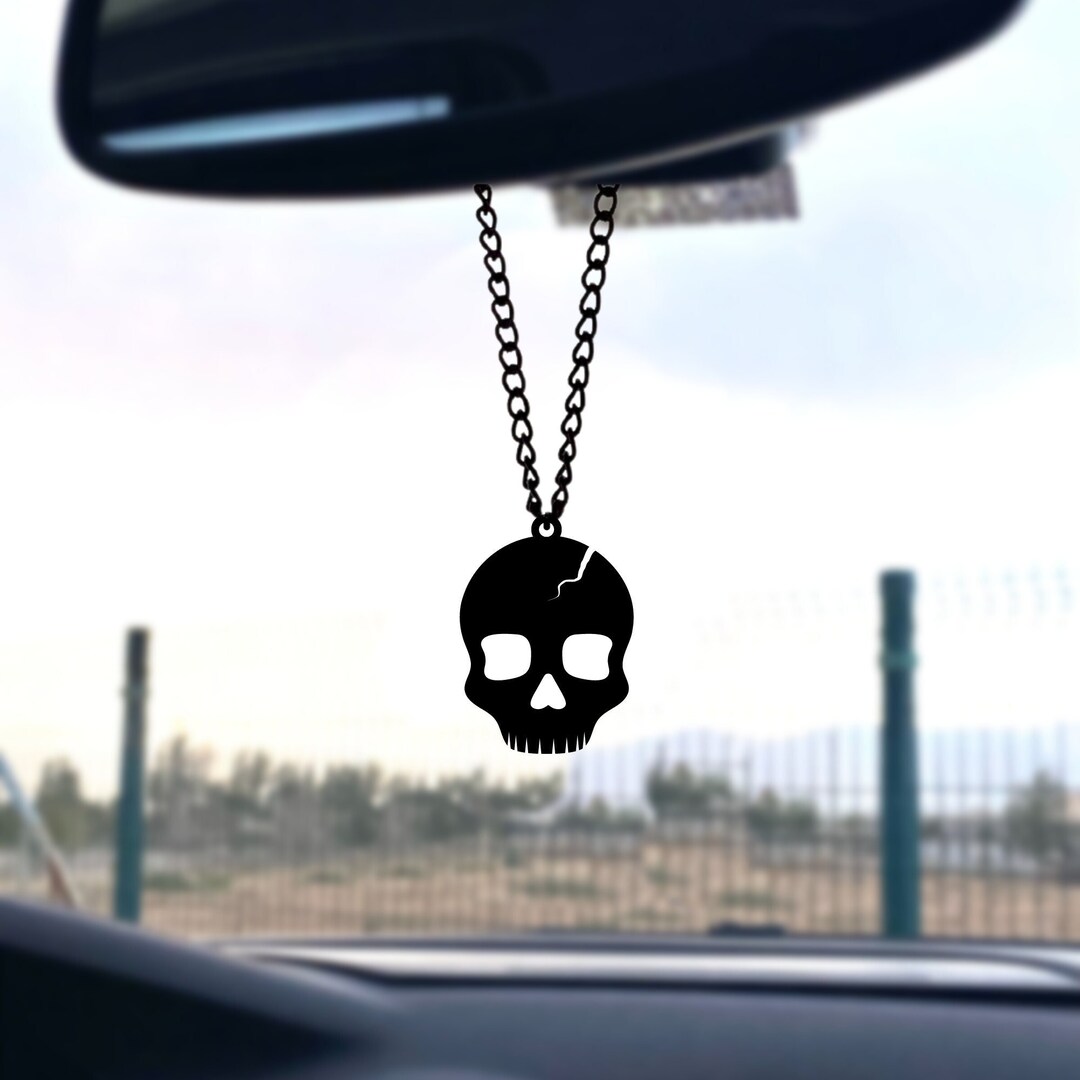 Skull Car Mirror Ornament Skeleton Car Charm Black Car - Etsy