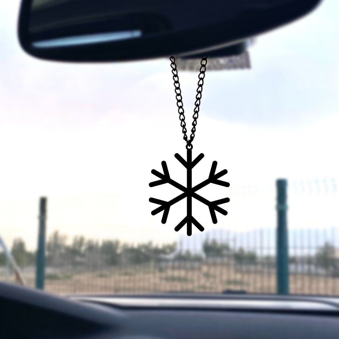 Snowflake Car Mirror Ornament Black Wood Snowflake Car Charm - Etsy