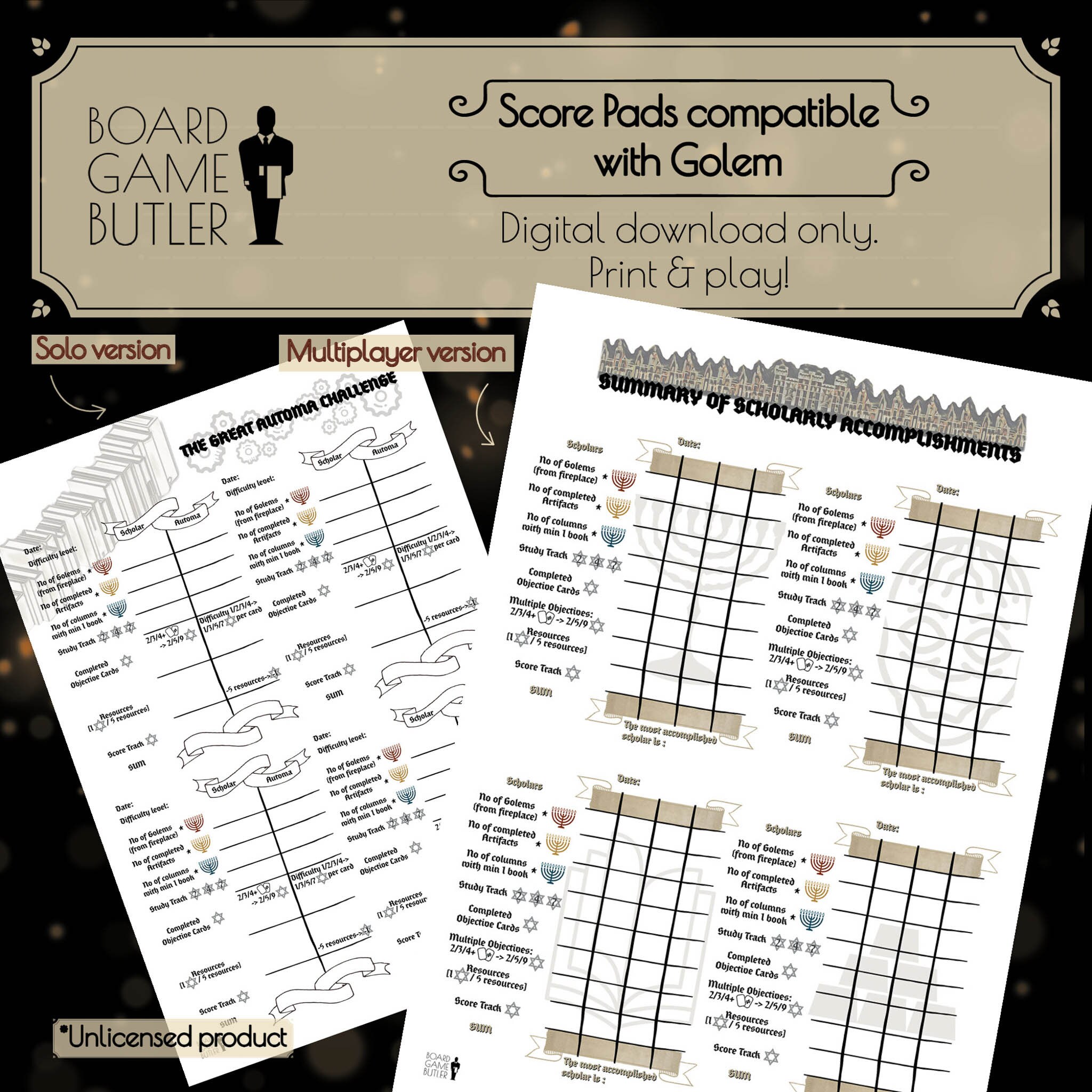 Upgrade for Golem Board Game: Printable Score Pads - Etsy