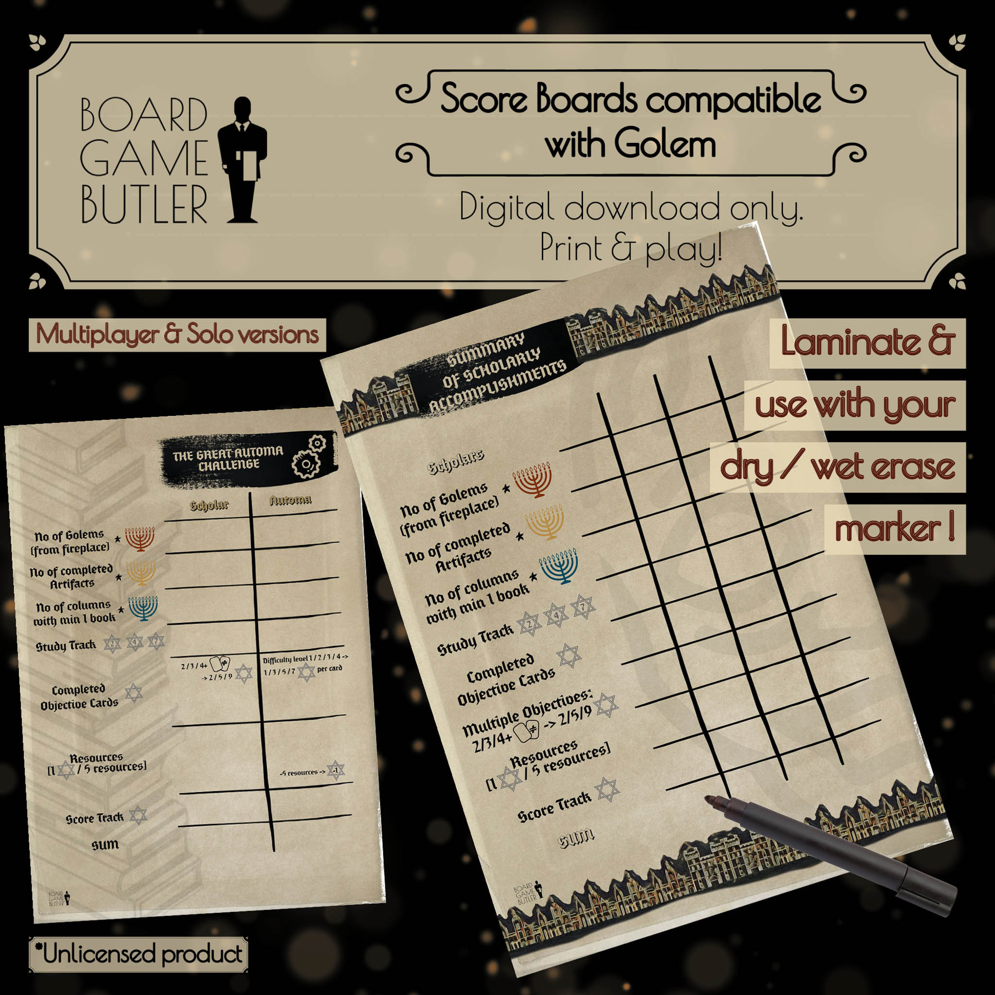 Upgrade for Golem Board Game: Printable Score Pads - Etsy