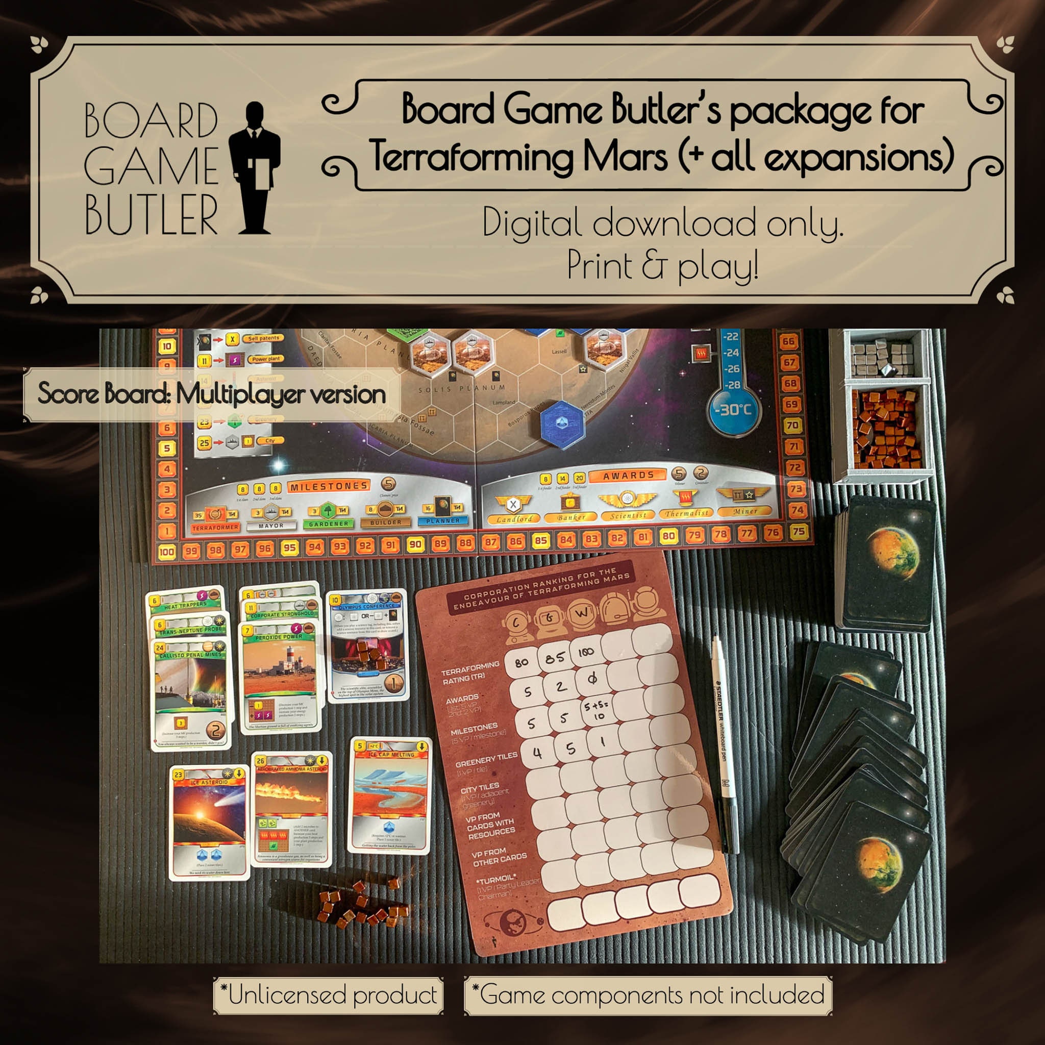 Upgrade for Terraforming Mars Board Game: Printable Score Pads - Etsy
