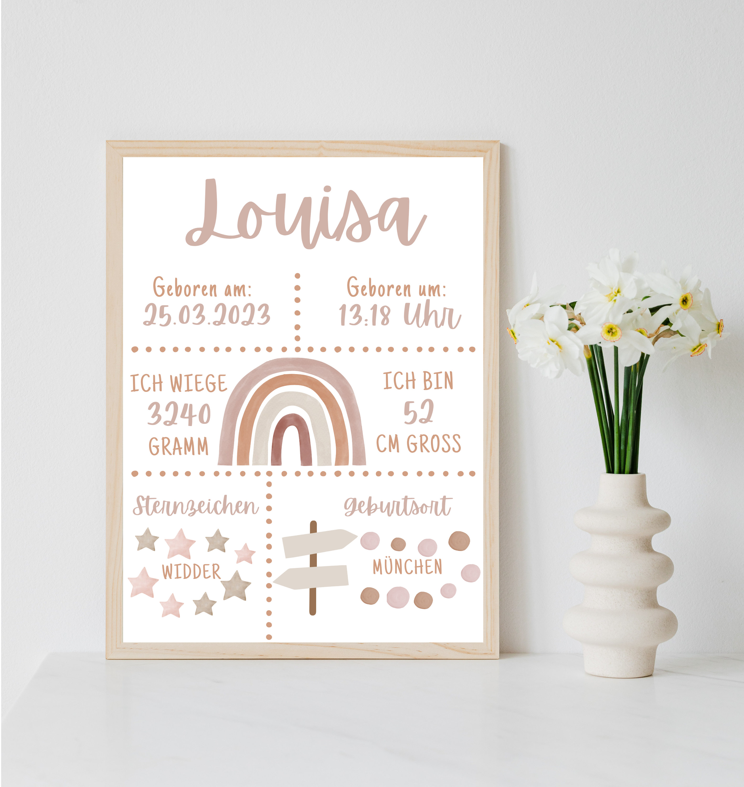 Personalized Birth Poster With Dates of Birth and Rainbow as a - Etsy UK