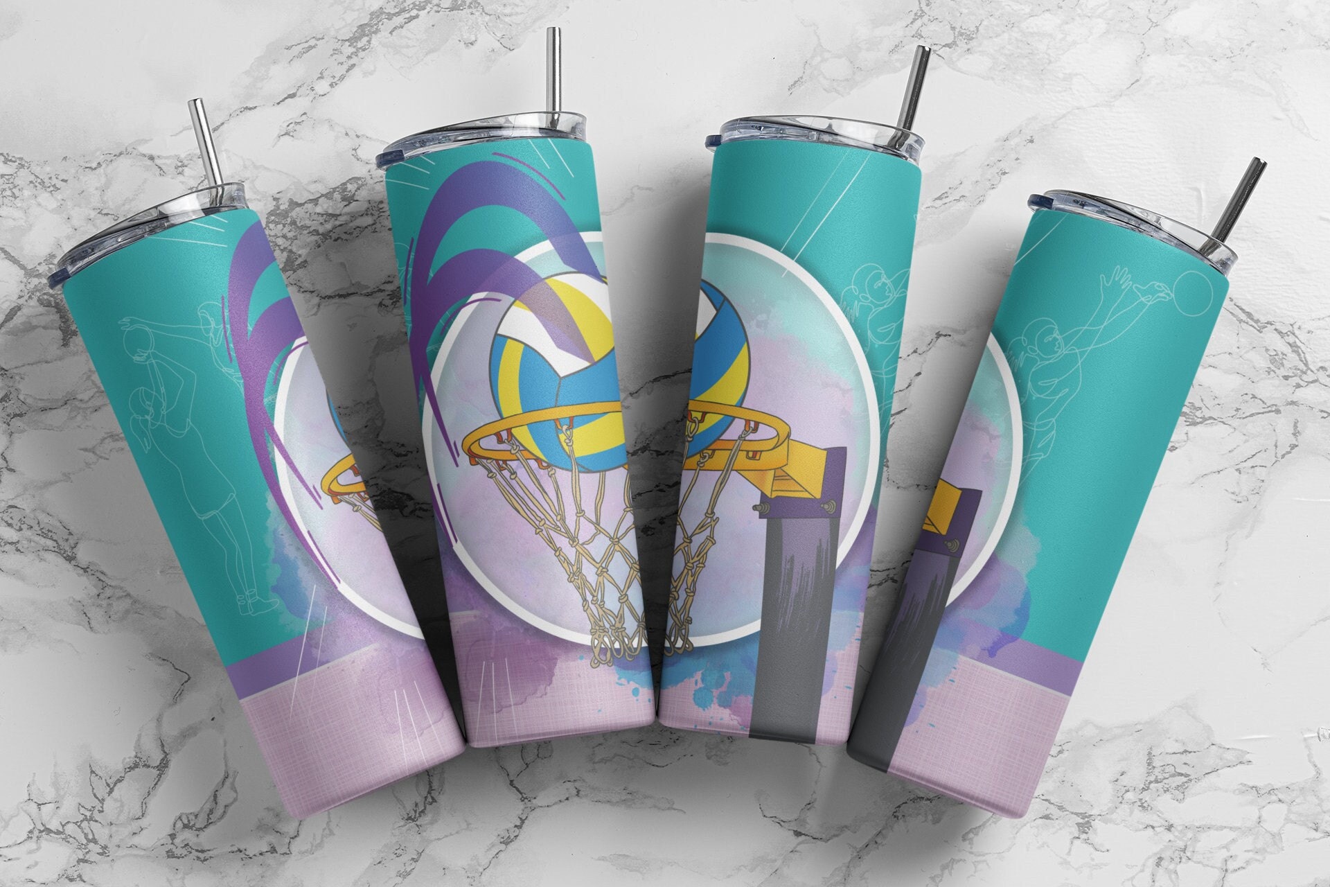 Netball Skinny Tumbler Sublimation Design PNG, Netball Tumbler Wrap ...