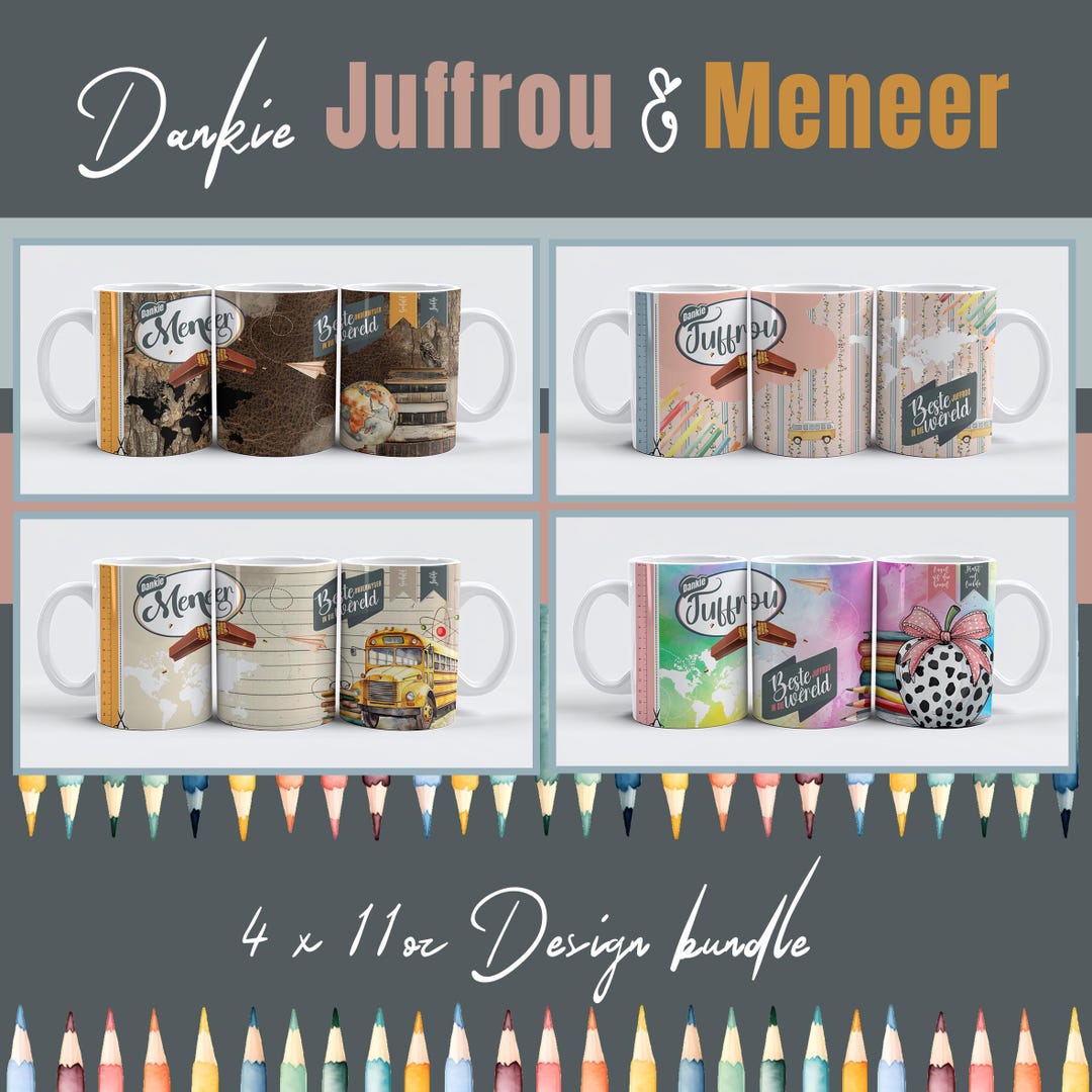 Afrikaanse Onderwyser Beker Ontwerp Bundle | Dankie Juffrou & Dankie ...