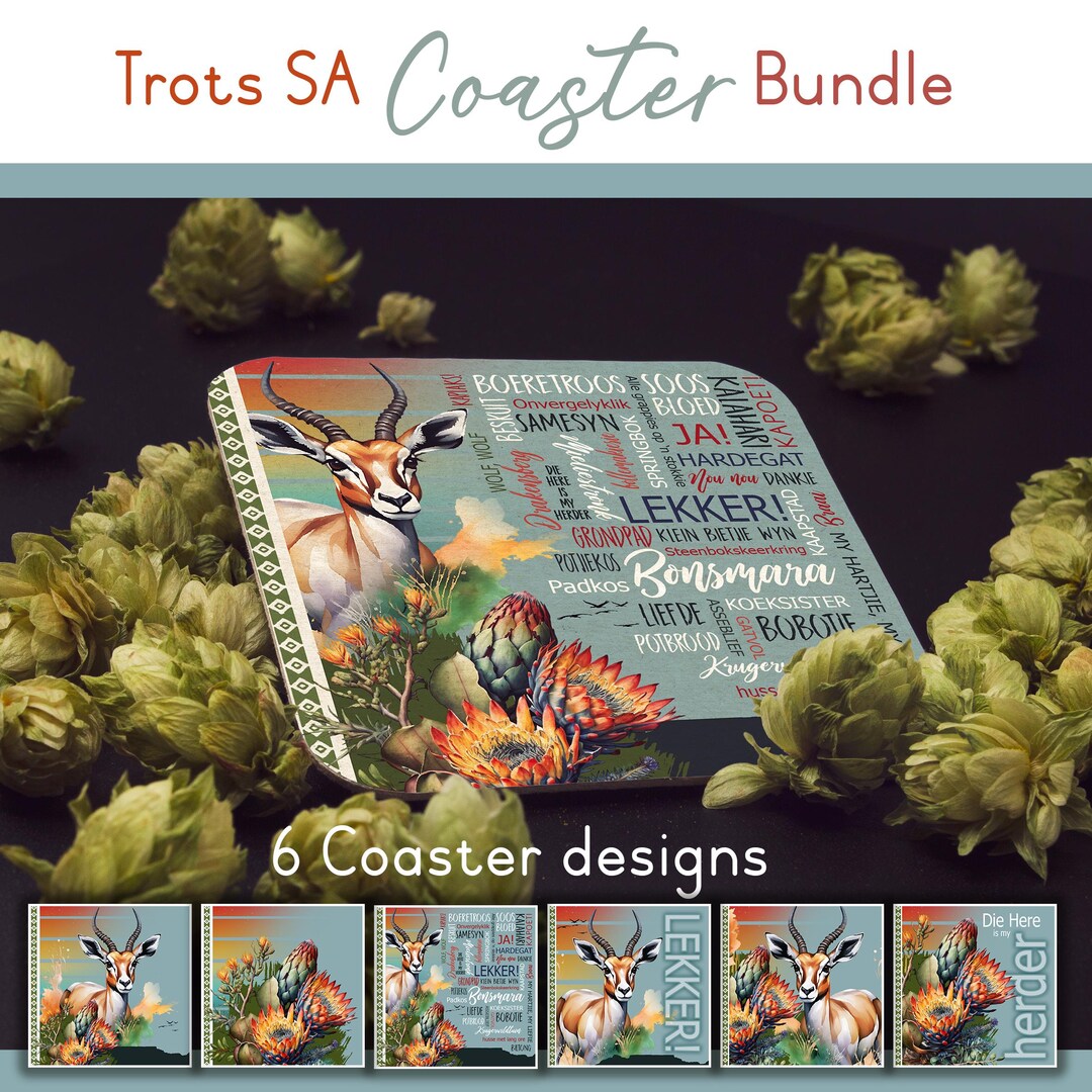 Afrikaanse Coaster Sublimation Design PNG Bundle Set, Afrikaanse ...