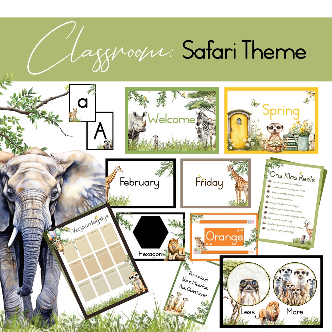 Safari Classroom Decor Printable Bundle | Preschool & Homeschool ...
