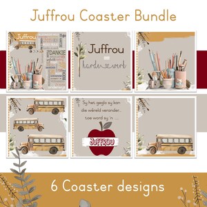 Afrikaanse Juffrou Coaster Sublimation Design PNG Bundle, Afrikaanse ...