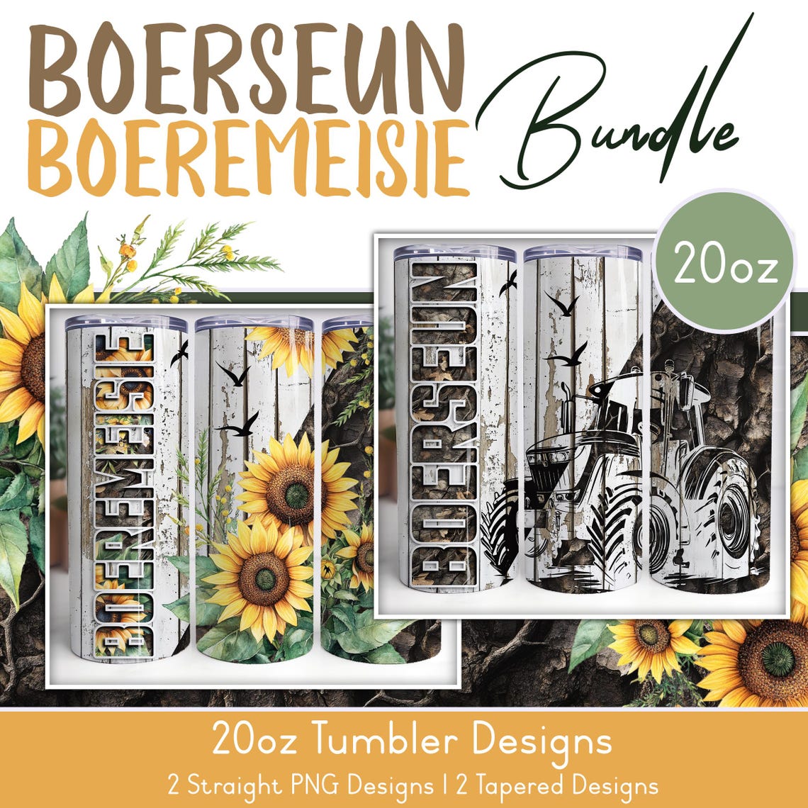Boerseun En Boeremeisie 20oz Tumbler PNG Bundle | Afrikaans Camo ...