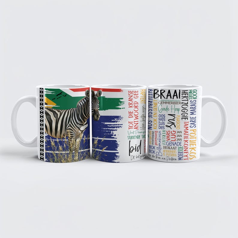 Suid Afrikaanse Vlag 11oz Ceramic Mug Sublimation Design PNG, Afrikaans ...
