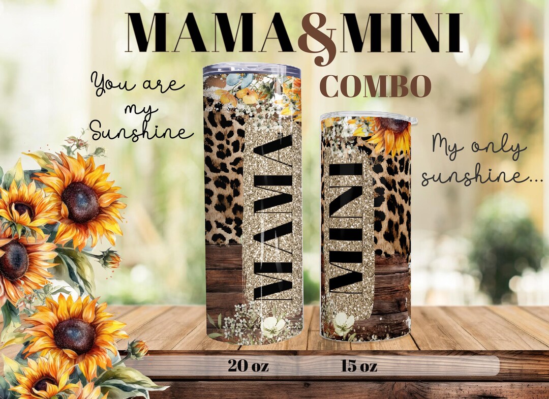 Leopard Print and Gold Tumbler Wrap, Mama and Mini Tumbler Set, Leopard ...