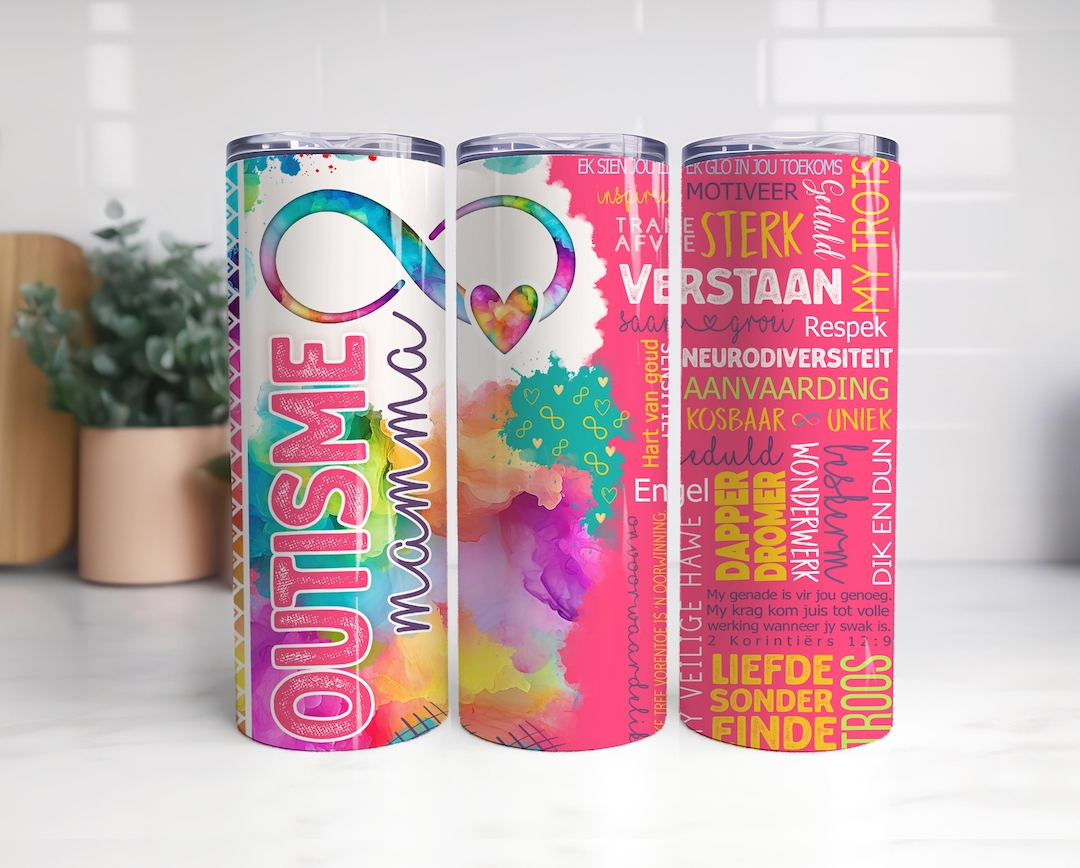 Afrikaanse "infinity" Outisme 20oz Skinny Tumbler Bundle, Autisme ...
