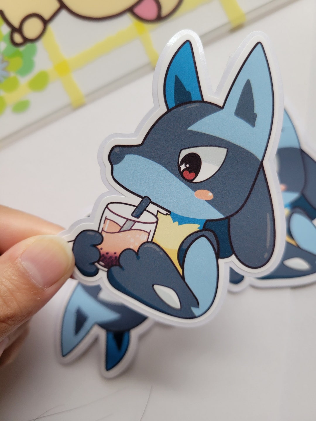 Lucario Boba Sticker Kawaii Pokemon for Laptop Phone Water Bottles - Etsy