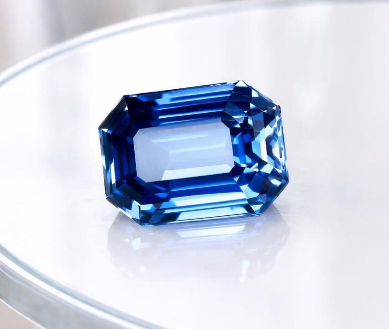 Natural Cornflower Blue Sapphire Rare 16 Carat Ceylon Emerald Cut A+ ...