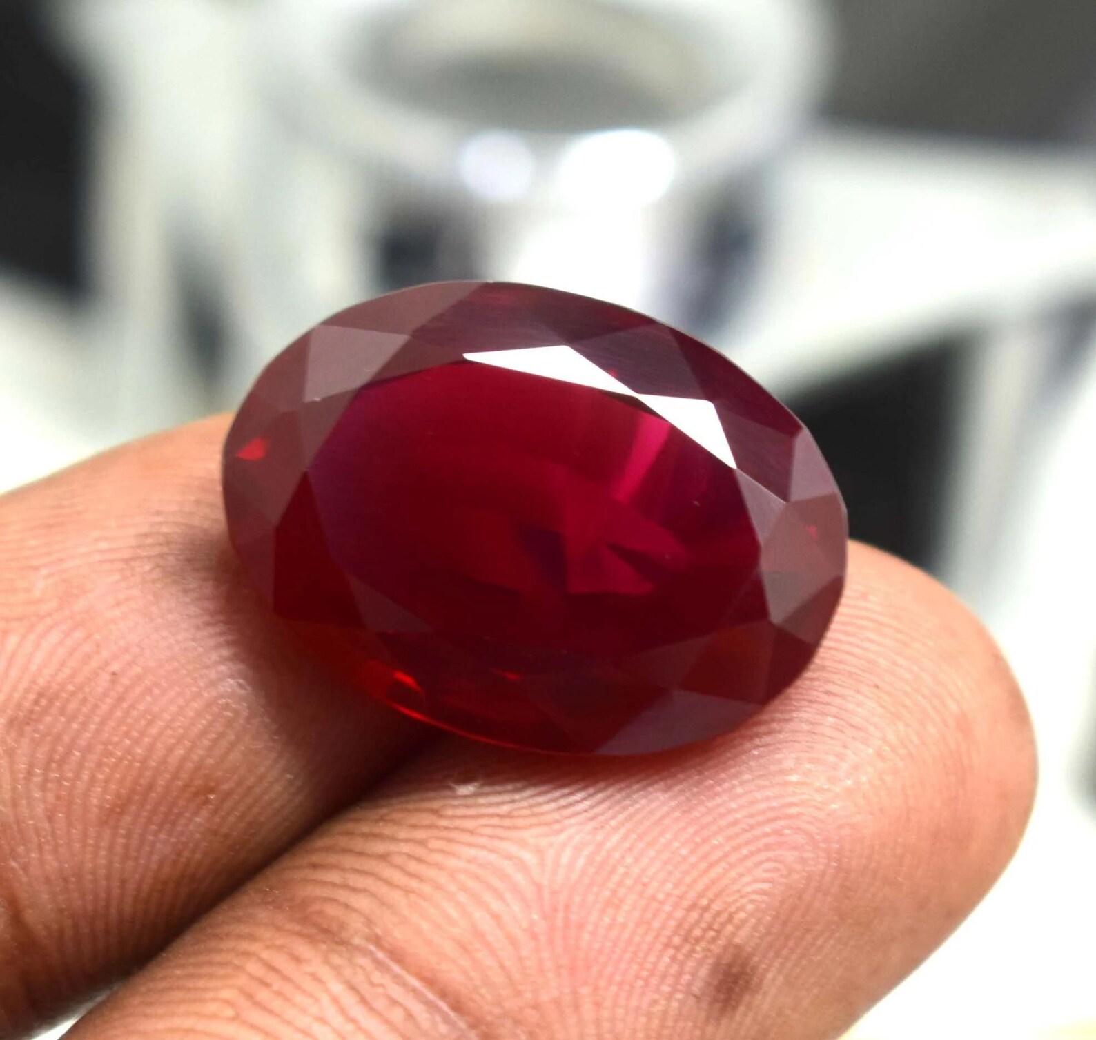 11 Ct Natural Blood Red Ruby Oval Cut Loose Gemstone Fire Ruby Stone ...