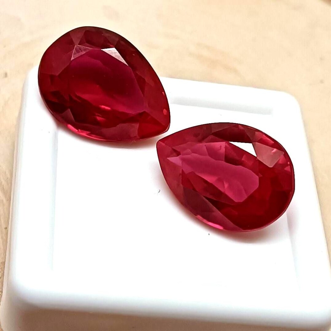 Burmese Pear Ruby Pair: Natural Red Loose Gemstones (8-10 Ct) Ruby ...