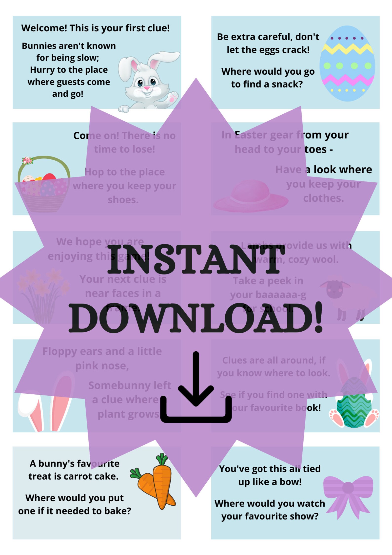 Indoor Easter Scavenger Hunt, Easter Digital Download, Easter Game ...