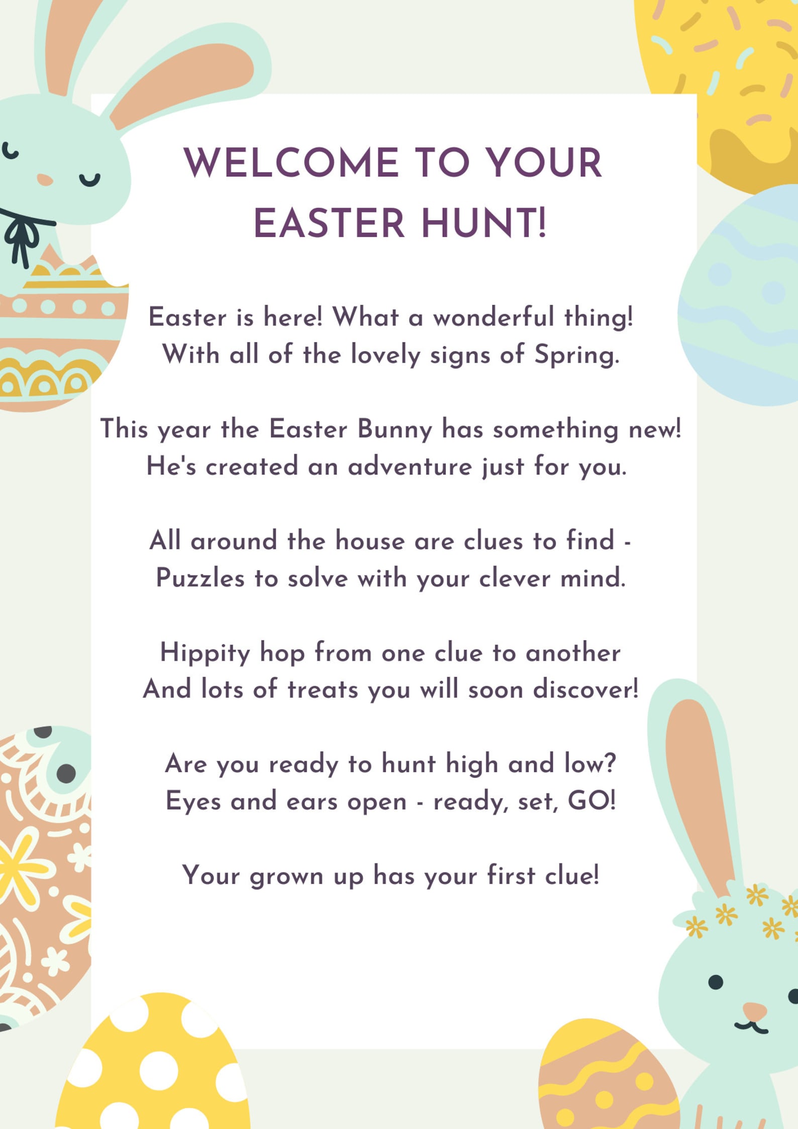 Indoor Easter Scavenger Hunt, Easter Digital Download, Easter Game ...