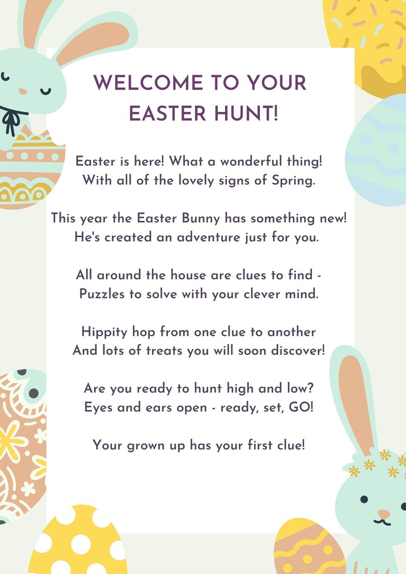 Indoor Easter Scavenger Hunt, Easter Digital Download, Easter Game ...