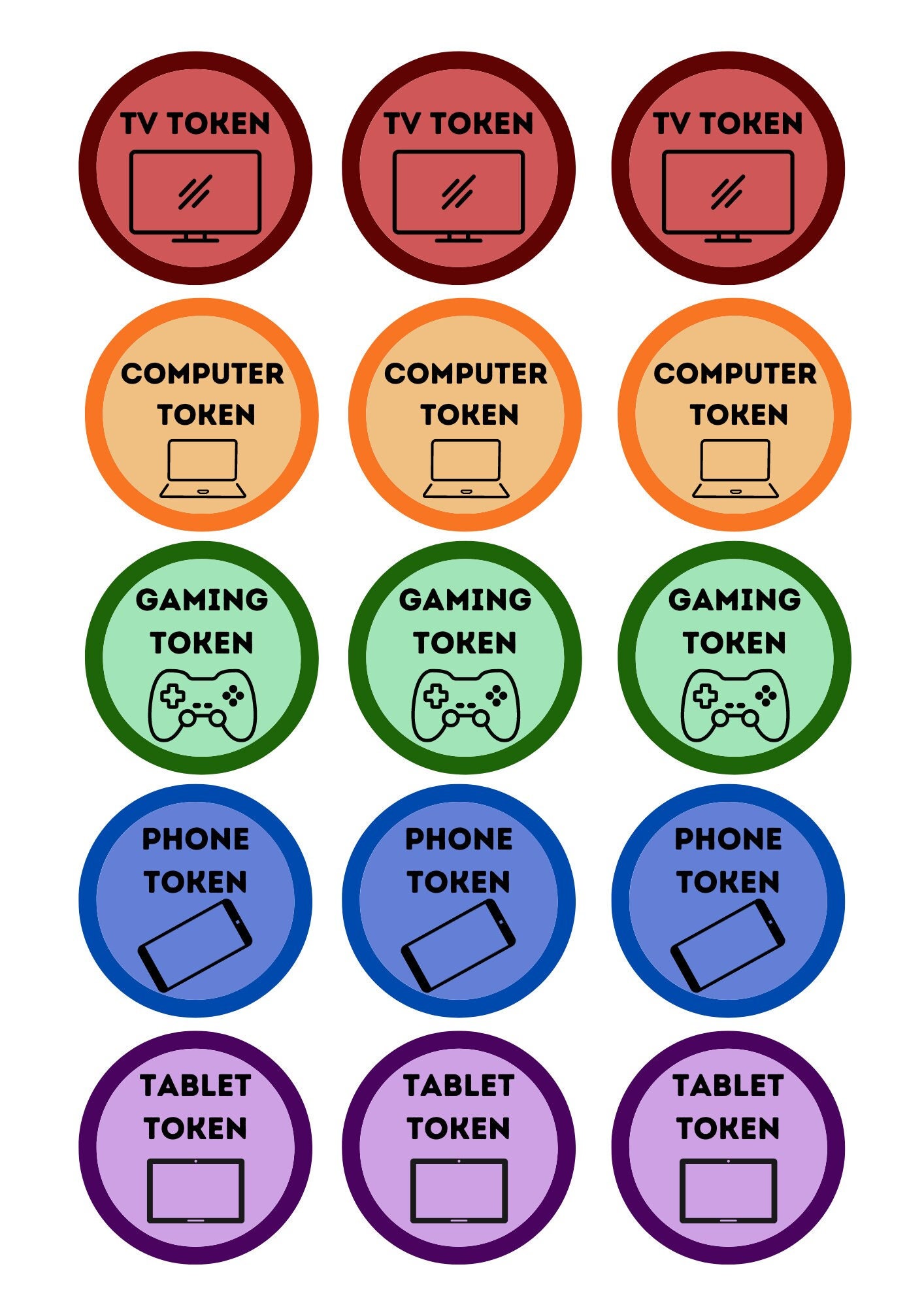 Printable Game Tokens