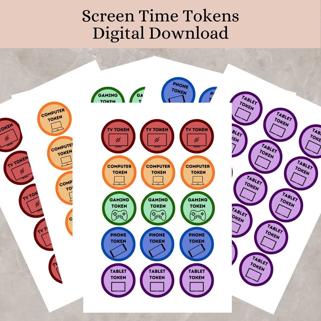 Screen Time Tokens Digital Download, Screen Time Management - Etsy