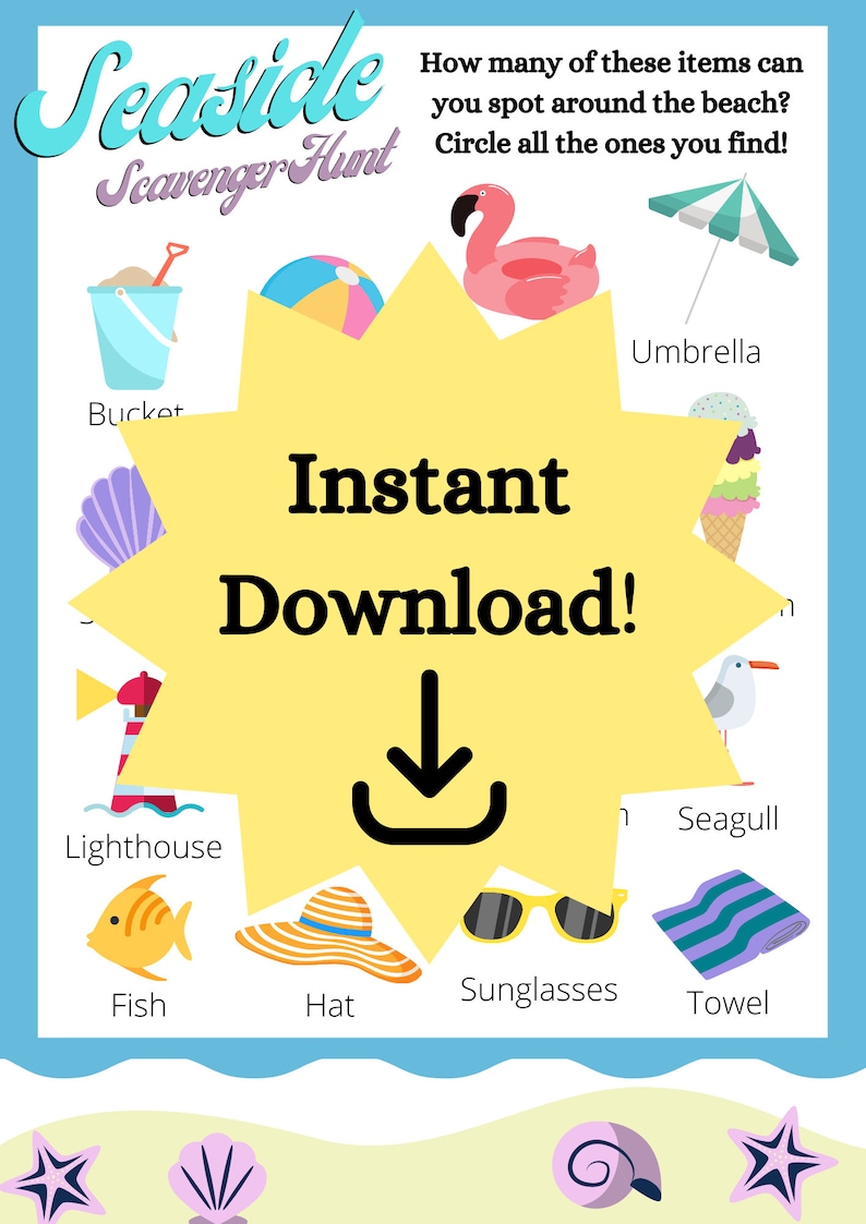 Beach Scavenger Hunt: Seaside Activity for Kids (digital Download) - Etsy
