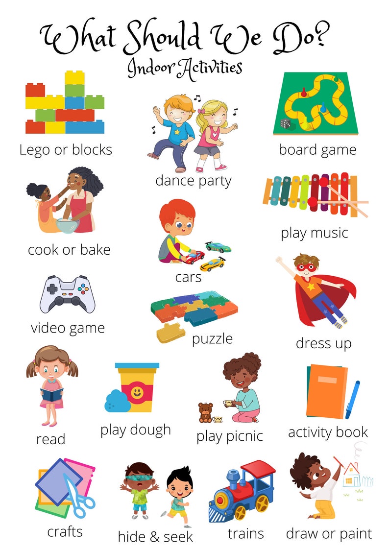 Kids Activity List, Bored List, Visual Choice List, Activity Ideas ...
