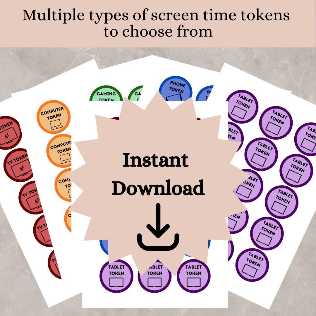 Screen Time Tokens Digital Download, Screen Time Management - Etsy