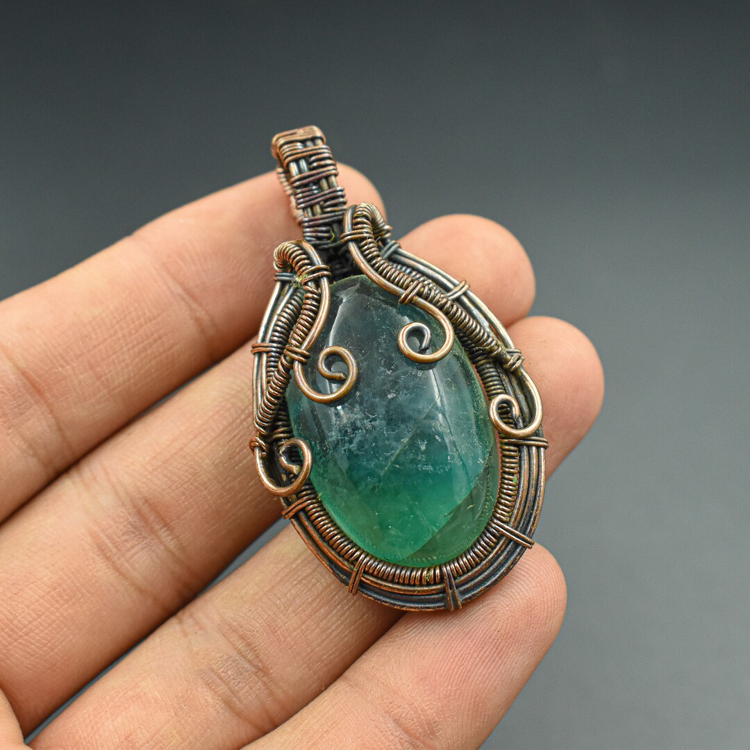 Emerald Copper Pendant Copper Wire Wrapped Pendant Gemstone Pendant ...