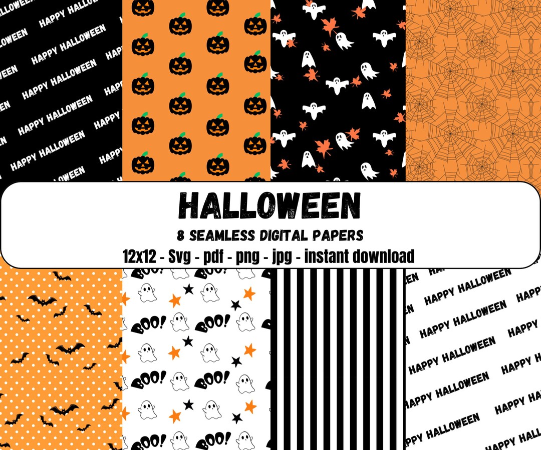 8 Halloween Seamless Digital Papers/printable Seamless - Etsy