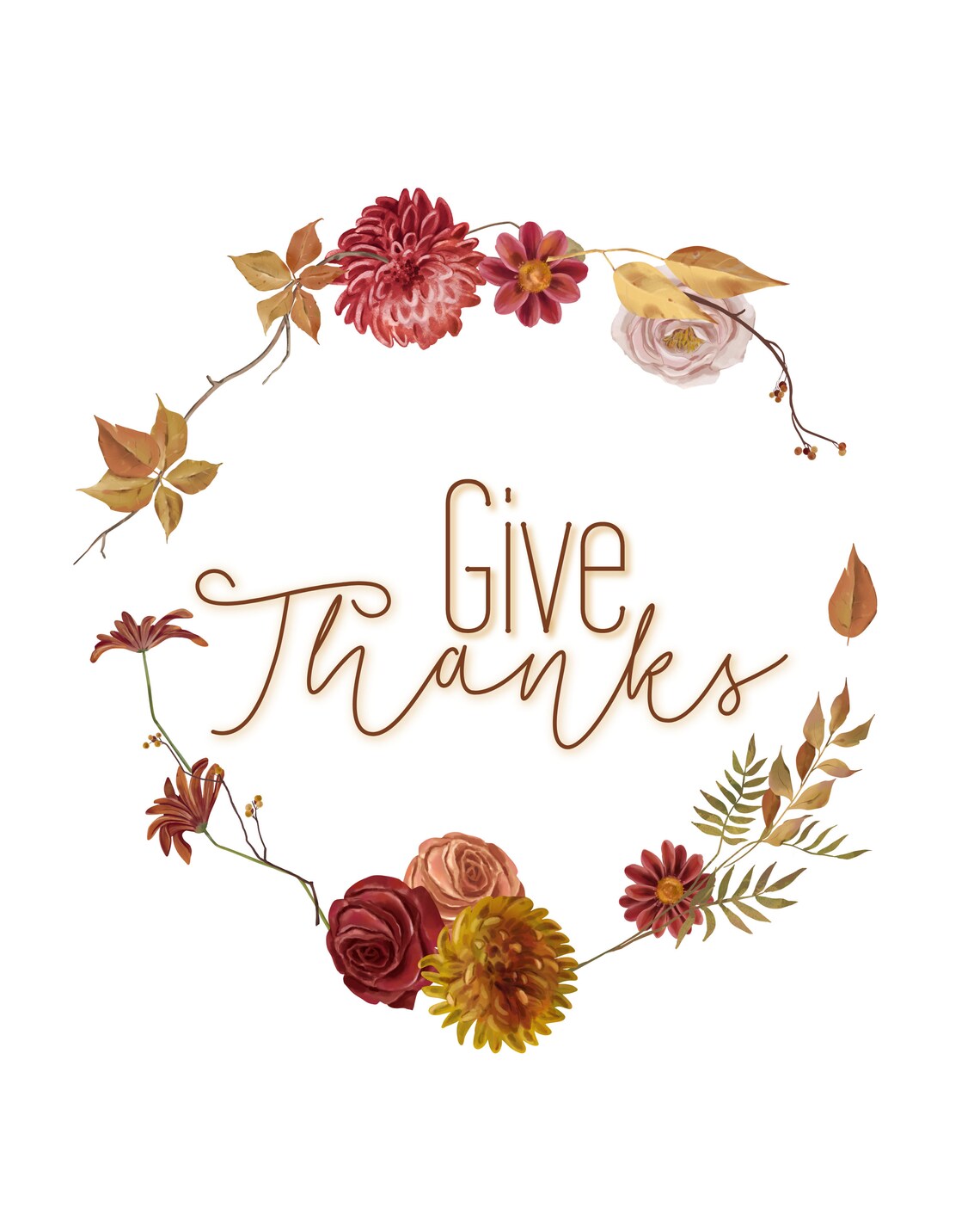 PRINTABLE Give Thanks Thanksgiving Printable Thanksgiving Saying Fall ...