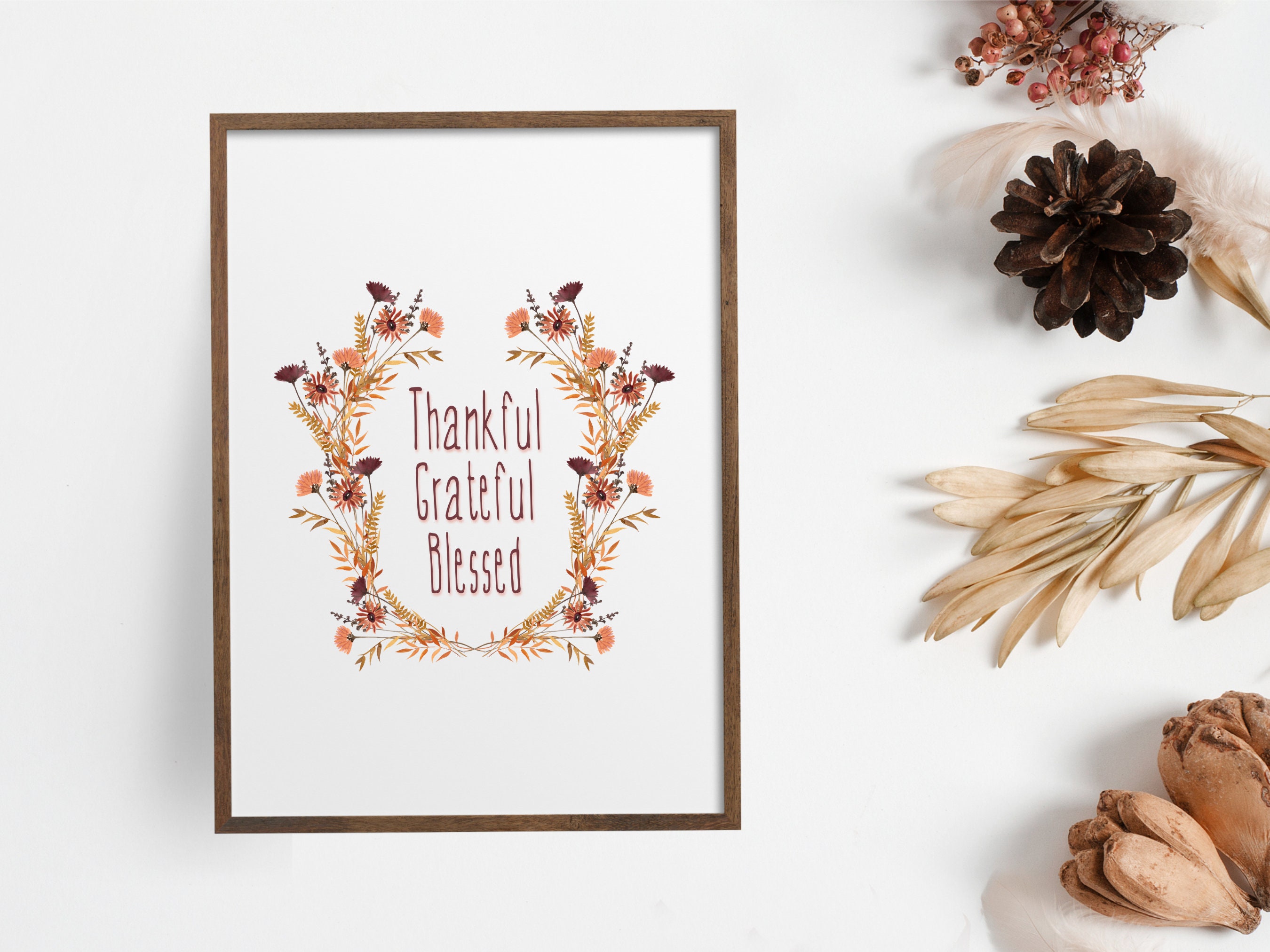PRINTABLE Thankful Grateful Blessed Thanksgiving Sign Fall - Etsy