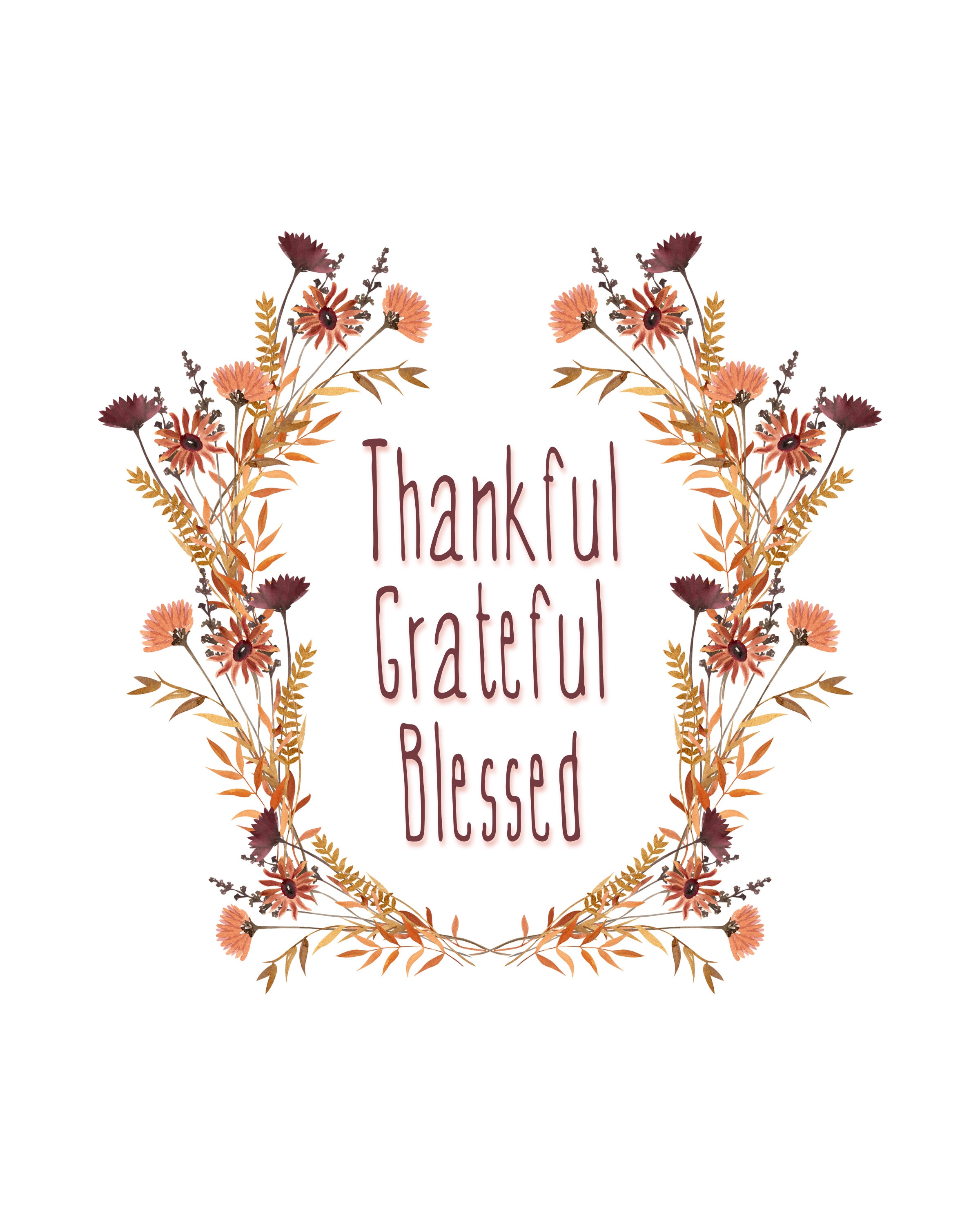 PRINTABLE Thankful Grateful Blessed Thanksgiving Sign Fall - Etsy