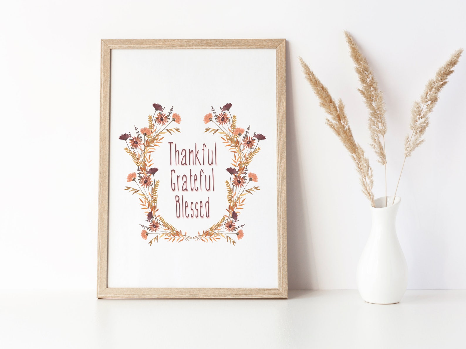 PRINTABLE Thankful Grateful Blessed Thanksgiving Sign Fall - Etsy