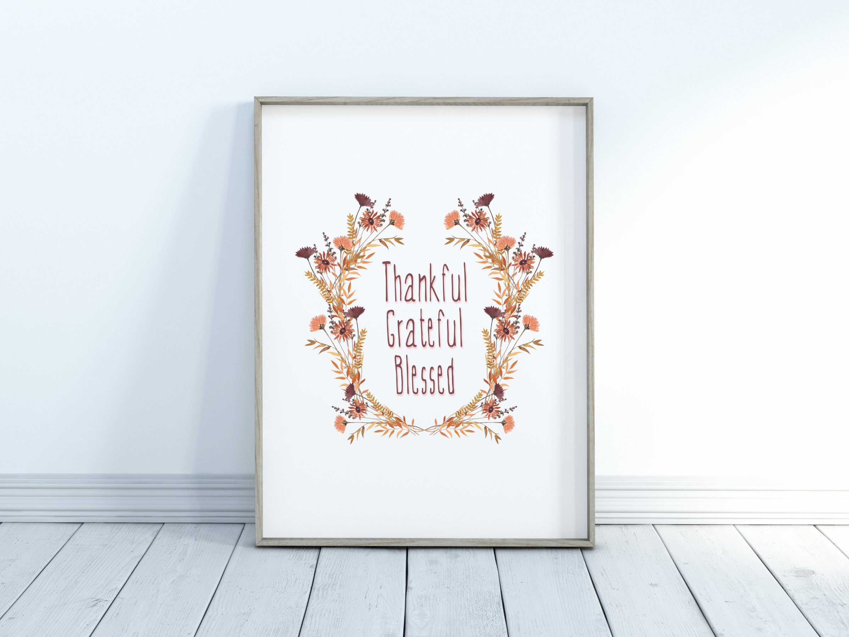 PRINTABLE Thankful Grateful Blessed Thanksgiving Sign Fall - Etsy