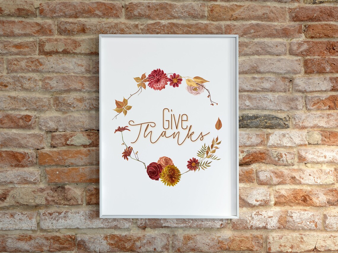 PRINTABLE Give Thanks Thanksgiving Printable Thanksgiving Saying Fall ...